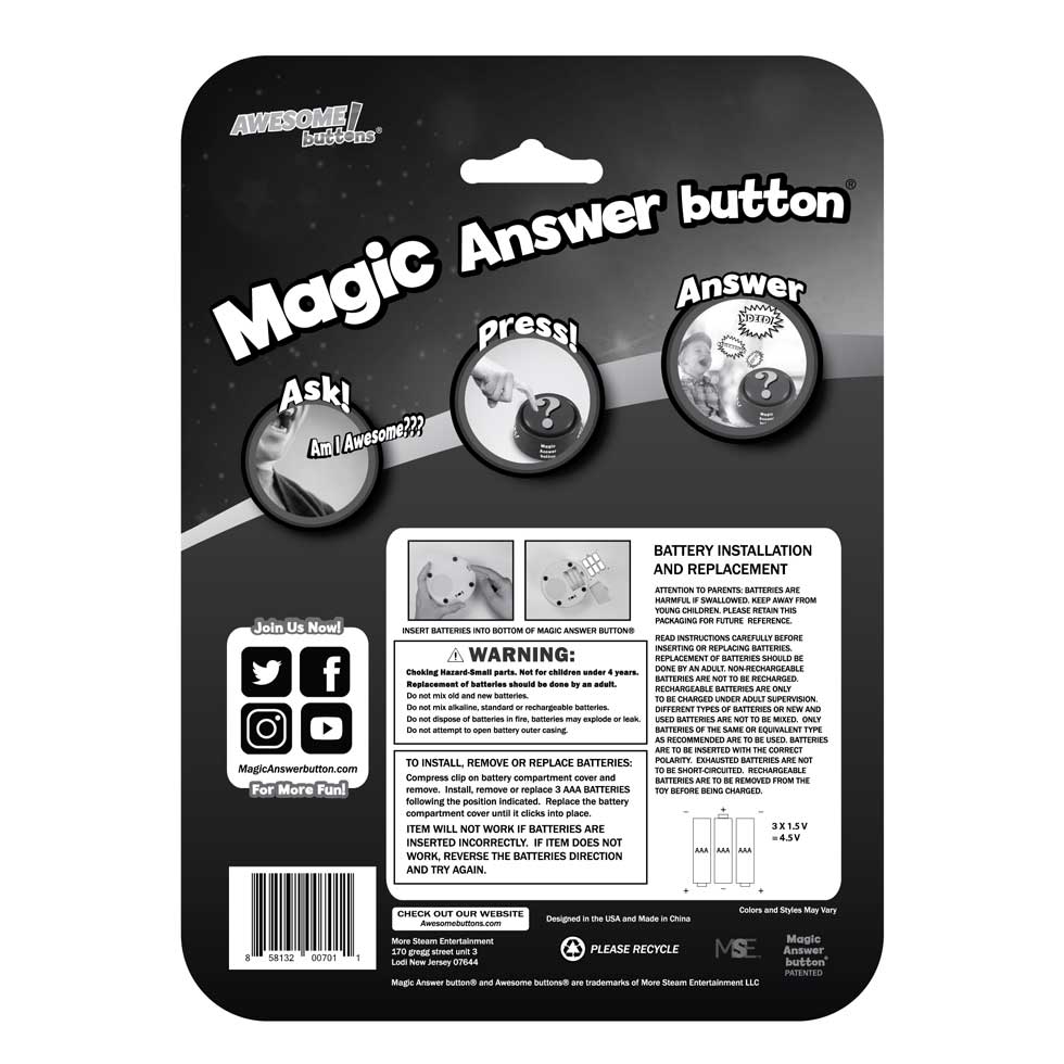 Magic Answer button Fortune Telling Novelty Toy FUN! The Answers You ...